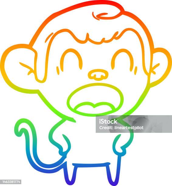 Dessin Au Trait Dégradé Arcenciel Dun Singe De Dessin Animé Criant