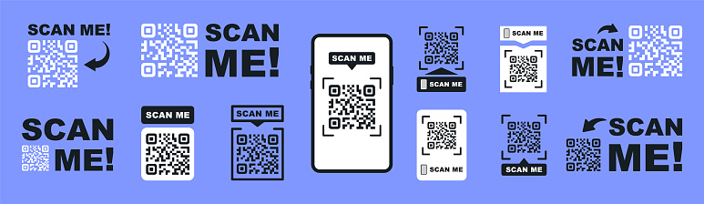 Qr Code Scan For Smartphone Qr Code Frame Vector Set Template Scan Me