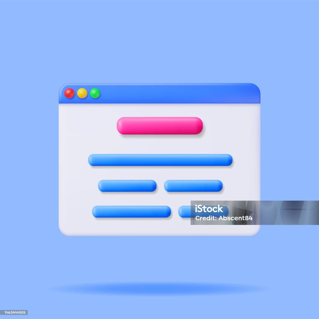 3d Browser Window With Web Page Stock Illustration Download Image Now Article Blank Brand
