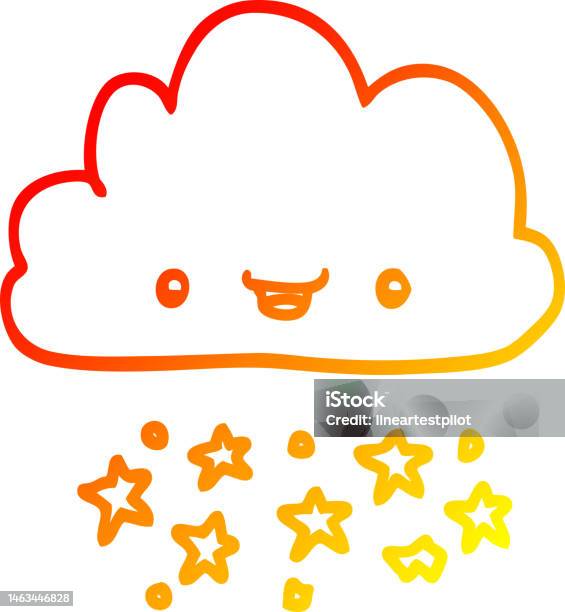 Dessin Au Trait Dégradé Chaud Dun Nuage Dorage De Dessin Animé Vecteurs