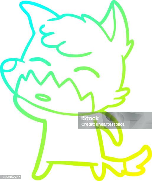 Dessin Au Trait Dégradé Froid Dun Renard De Dessin Animé Vecteurs