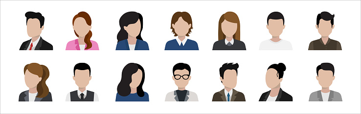 Icône De Silhouette Dhomme Et De Femme Profil Avatar Illustration De