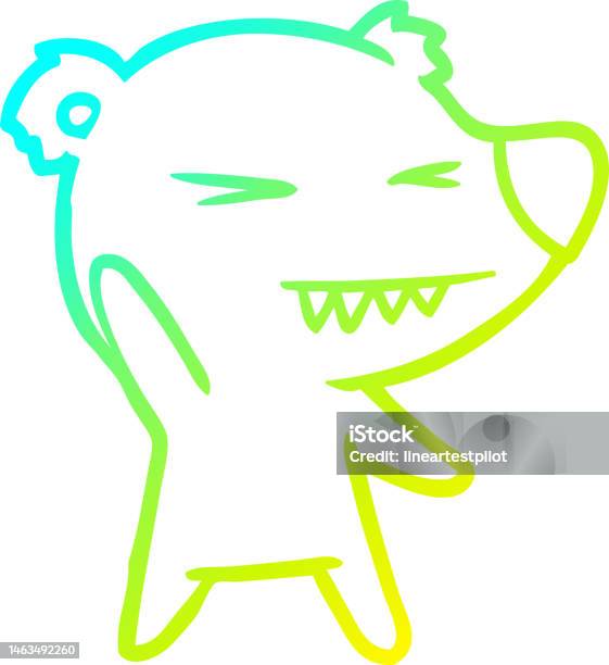 Dessin Au Trait Dégradé Froid Dun Dessin Animé Dours Polaire En Colère