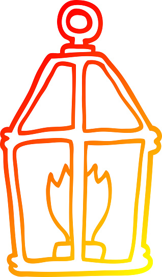 Dessin Au Trait Dégradé Chaud Dune Lanterne De Dessin Animé Vecteurs