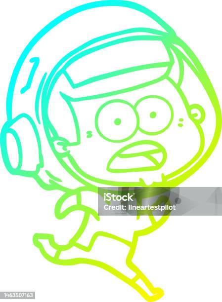 Dessin Au Trait Dégradé Froid Dun Dessin Animé Surpris Astronaute