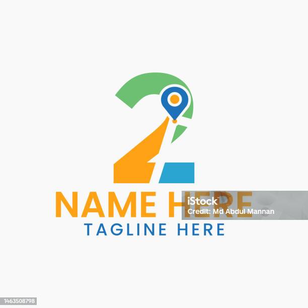 Lettre 2 Concept De Logo De Localisation Avec Symbole Gps Modèle Dicône