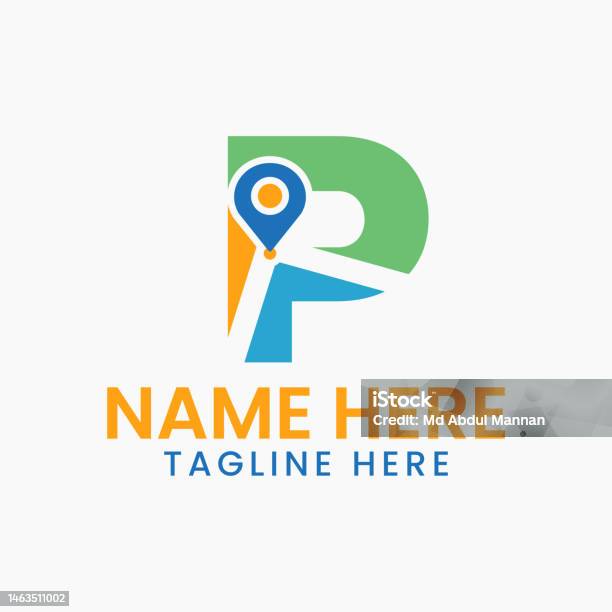 Concept De Logo Demplacement De La Lettre P Avec Symbole Gps Modèle