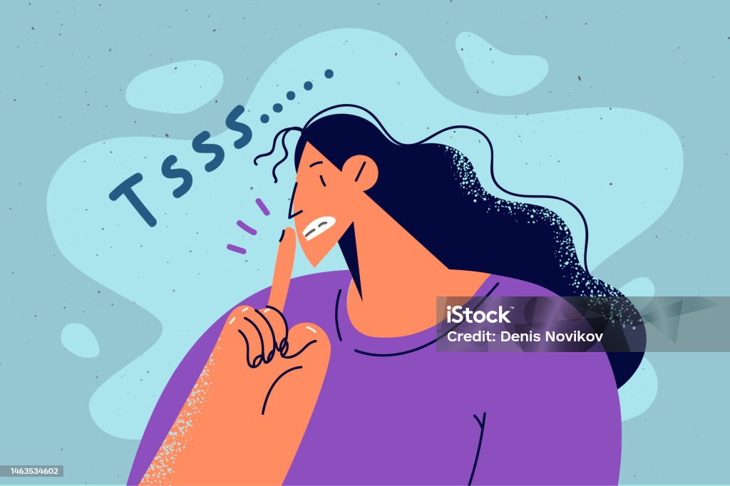 Woman Keep Finger At Lips Ask Be Quiet Stock Illustration Download