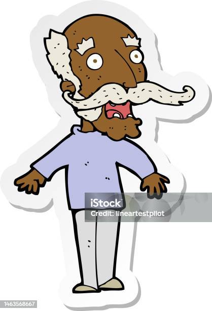 Autocollant Dun Vieil Homme De Dessin Animé Haletant De Surprise