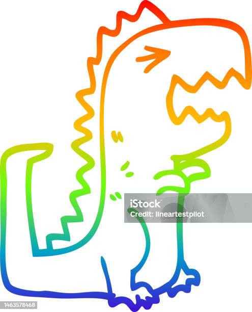 Dessin Au Trait Dégradé Arcenciel Dun Dessin Animé Rugissant T Rex
