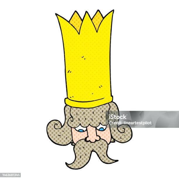 Roi De Dessin Animé Dessiné À Main Levée Avec Une Énorme Couronne