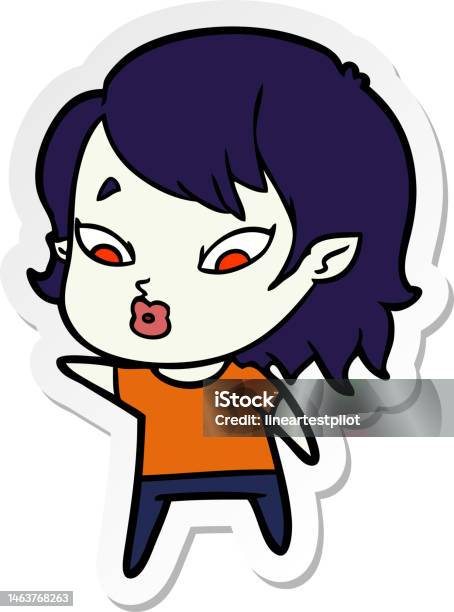 Autocollant Dune Jolie Fille Vampire De Dessin Animé Vecteurs Libres De