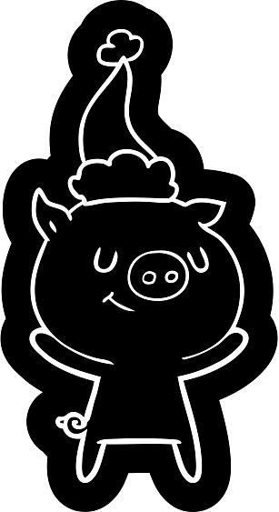 Icône De Dessin Animé Joyeuse Et Originale Dun Cochon Portant Un