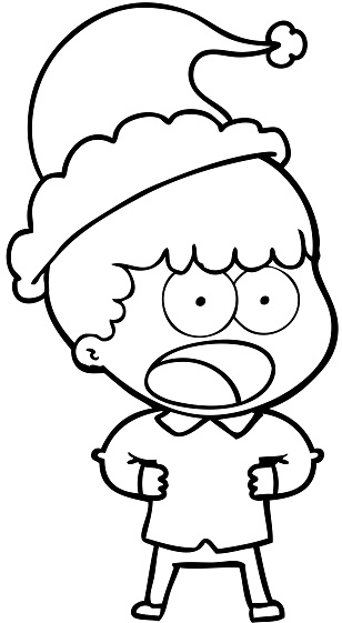 Dessin Au Trait Dessiné À La Main Dun Homme Choqué Portant Un Chapeau