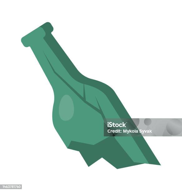 Broken Glass Bottle Flat Icon Trash Sorting And Utilization Stock