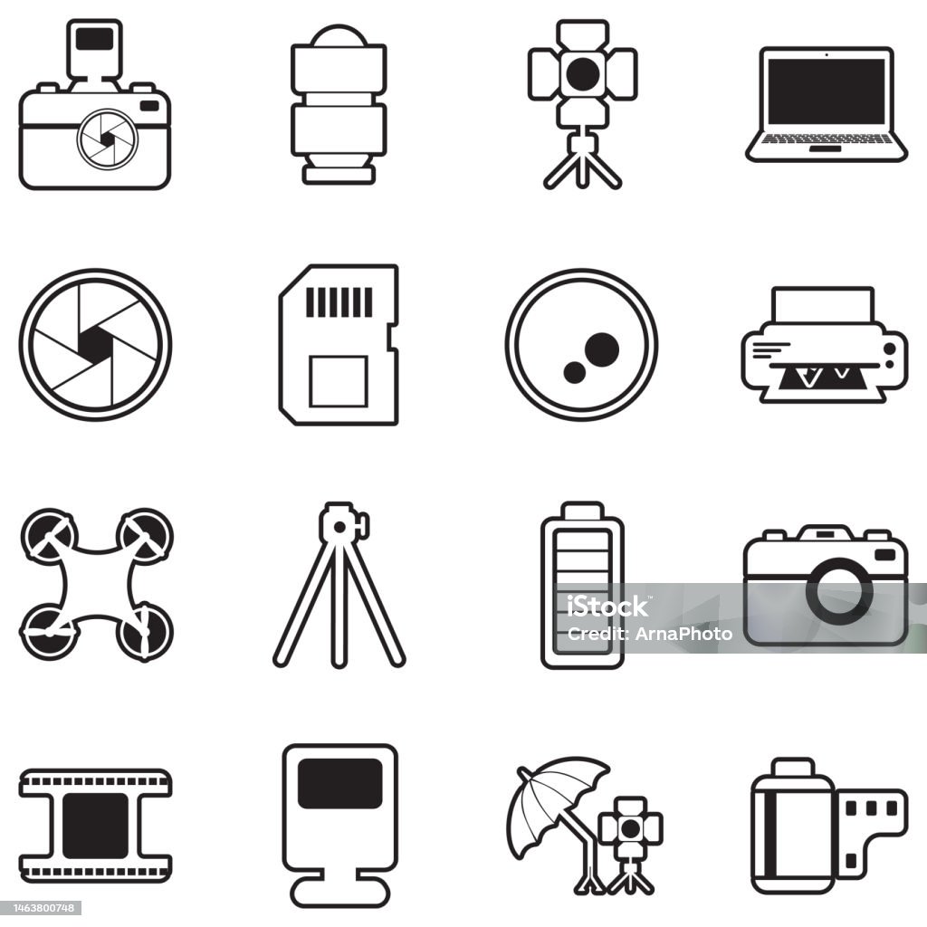Photography Equipment Icons Line With Fill Design Vector Illustration ... Photography Equipment Icons Line With Fill Design Vector Illustration ...