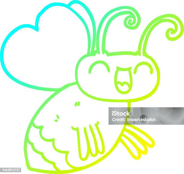 Dessin Au Trait Dégradé Froid Dun Bug De Dessin Animé Vecteurs Libres