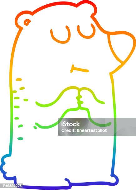 Dessin Au Trait Dégradé Arcenciel Dun Ours Polaire De Dessin Animé