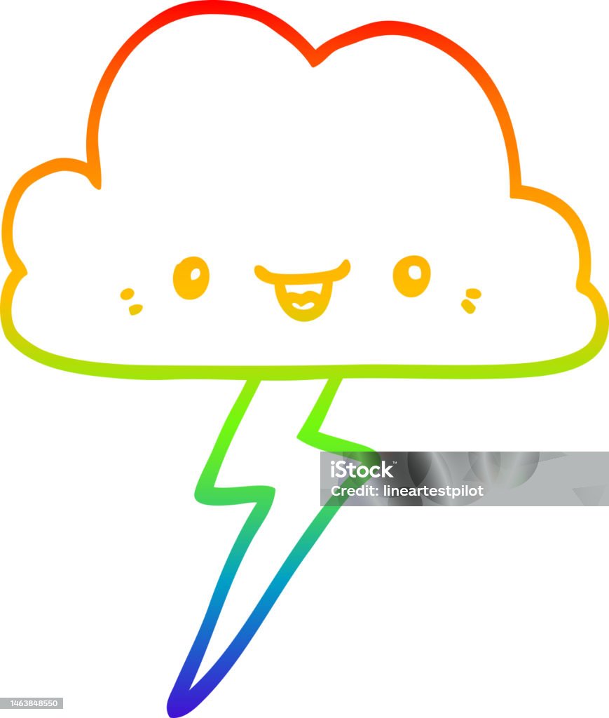 Dessin Au Trait Dégradé Arcenciel Dun Nuage Dorage De Dessin Animé