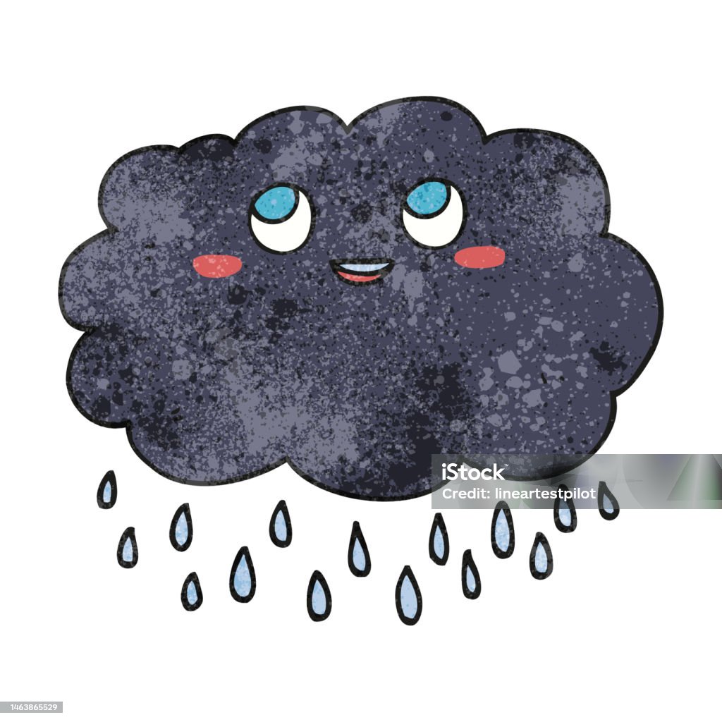 Tekstur Yang Digambar Dengan Tangan Bebas Kartun Raincloud Ilustrasi