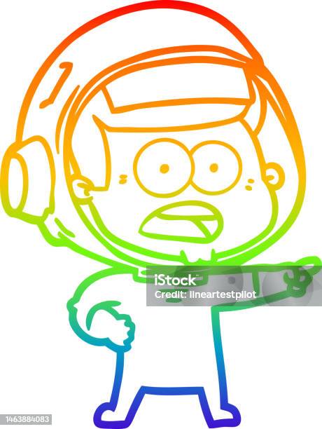 Dessin Au Trait Dégradé Arcenciel Dun Dessin Animé Astronaute Surpris