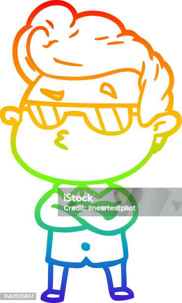 Dessin Au Trait Dégradé Arcenciel Dun Gars Cool De Dessin Animé