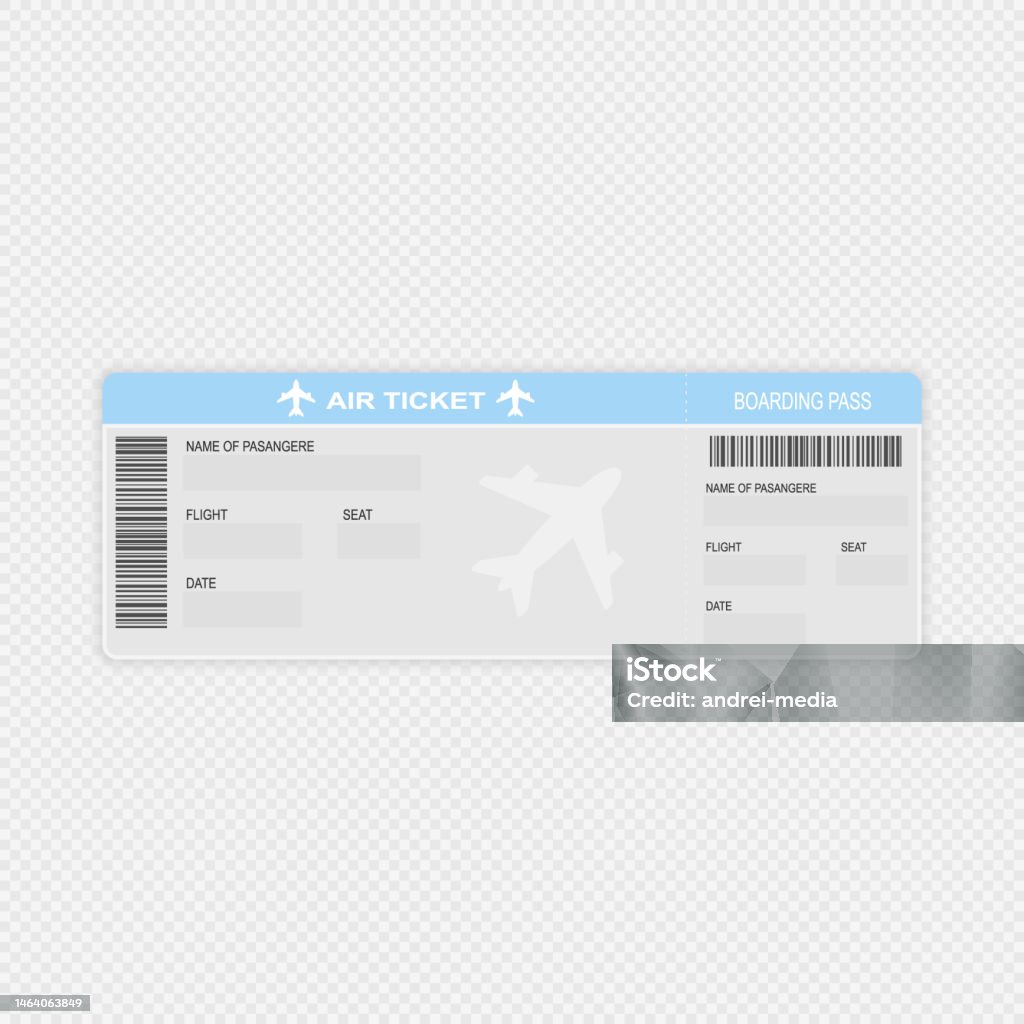Modern Airline Travel Boarding Pass One Ticket Stock Illustration