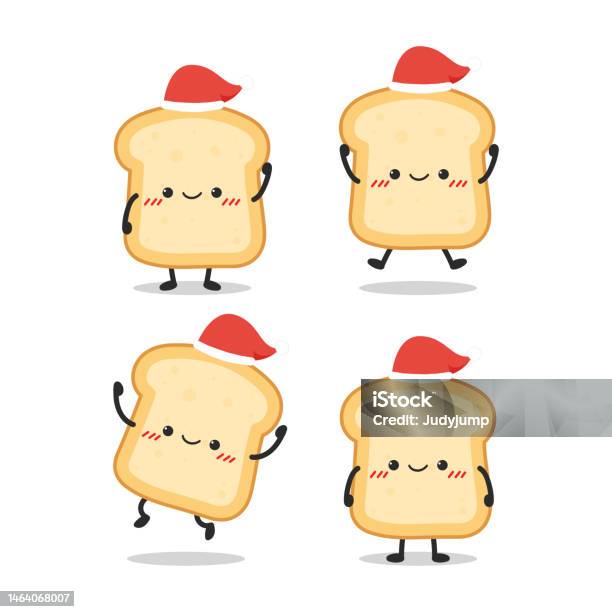 Bread Character Design Cute Funny Bread Toast Character Vector Flat