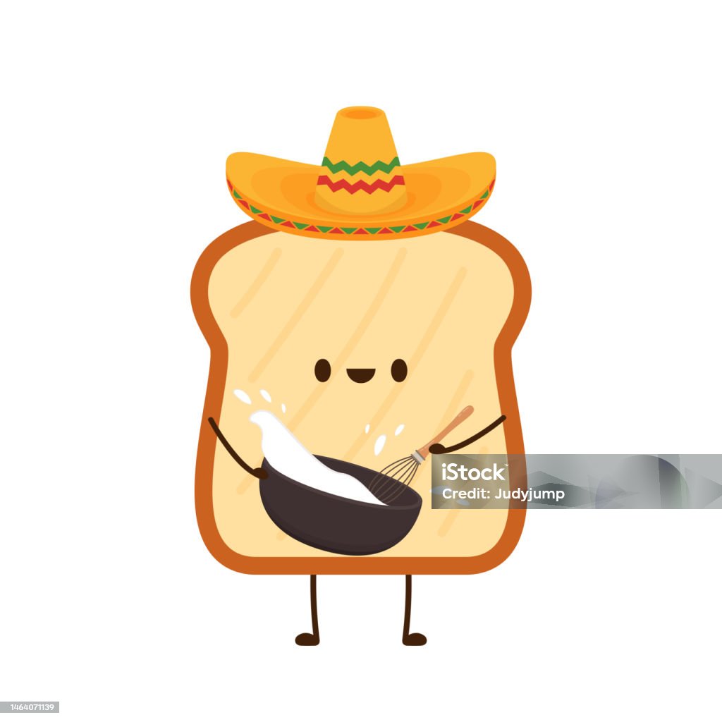 Bread Character Design Cute Funny Bread Toast Character Vector Flat
