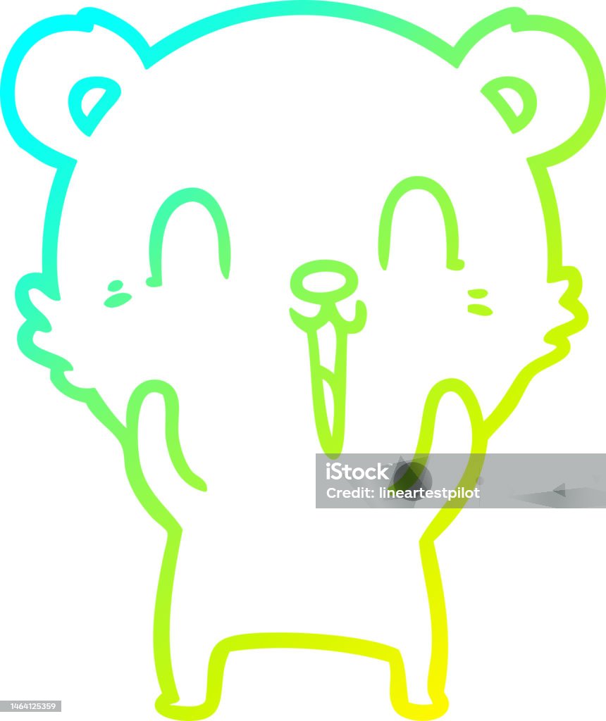 Dessin Au Trait Dégradé Froid Dun Ours De Dessin Animé Heureux Vecteurs