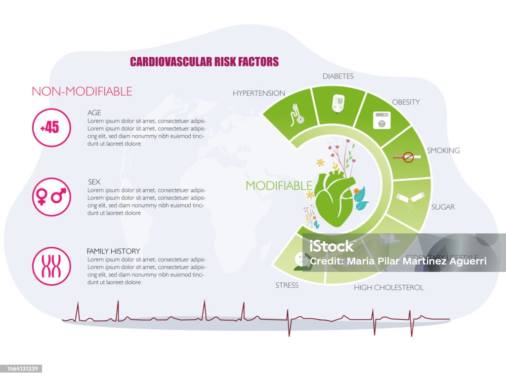 Infographic On The Types Of Cardiovascular Risk Factors Stock