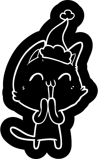 Icône De Dessin Animé Joyeuse Et Originale Dun Chat Portant Un Chapeau