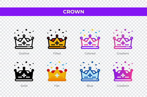 Icônes De La Couronne Dans Un Style Différent Jeu Dicônes De Couronne
