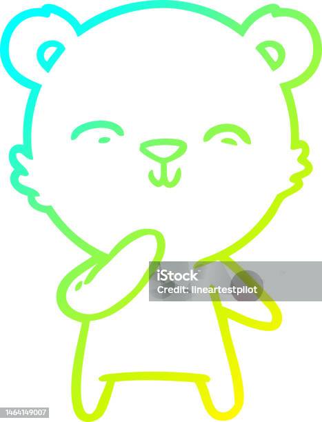 Dessin Au Trait Dégradé Froid Dun Ours De Dessin Animé Heureux Vecteurs