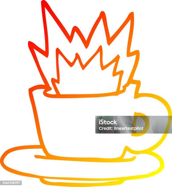 Dessin Au Trait Dégradé Chaud Dune Tasse De Café De Dessin Animé