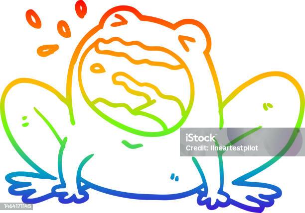Dessin Au Trait Dégradé Arcenciel Dune Grenouille De Dessin Animé