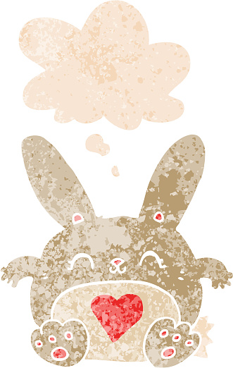 Lapin De Dessin Animé Mignon Avec Cœur Damour Avec Bulle De Pensée Dans