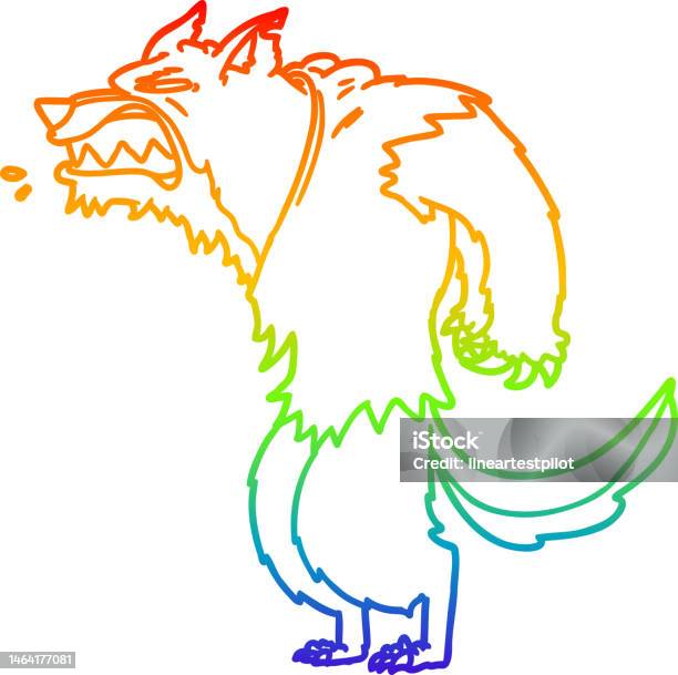 Dessin Au Trait Dégradé Arcenciel Dun Dessin Animé De Loupgarou En