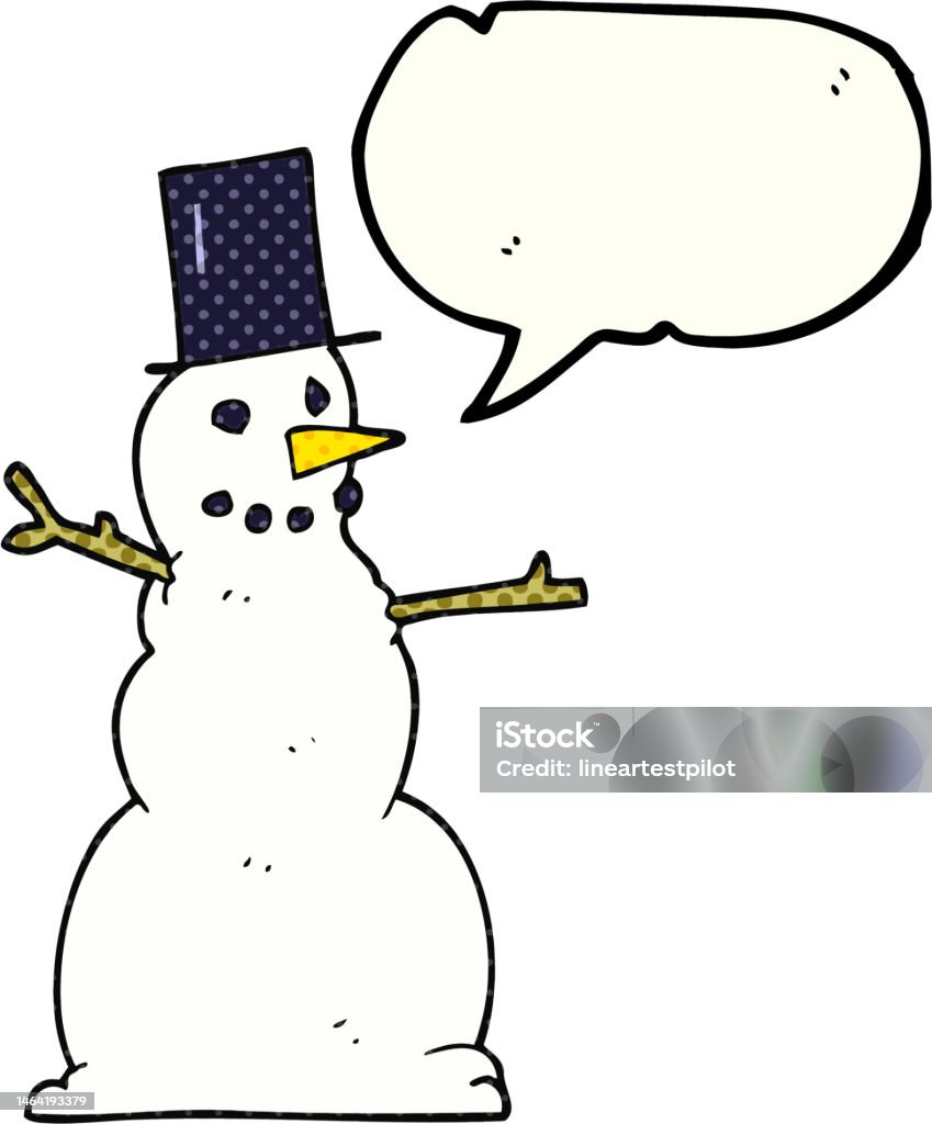 Freehand Drawn Comic Book Speech Bubble Cartoon Snowman Stock Illustration Download Image Now