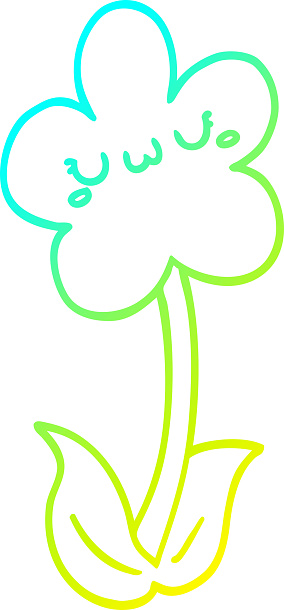 Dessin Au Trait Dégradé Froid Dune Fleur De Dessin Animé Vecteurs