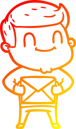 Dessin Au Trait Dégradé Chaud Dun Homme Amical De Dessin Animé Vecteurs