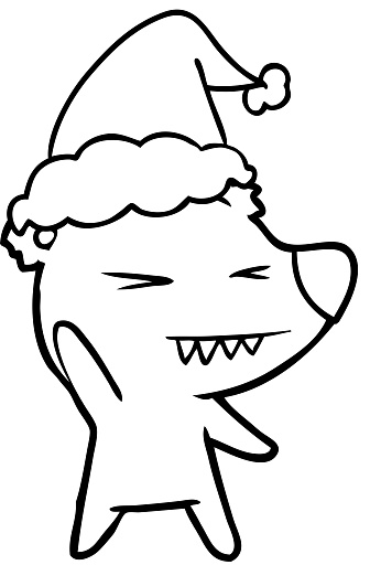 Ours Polaire En Colère Dessin Au Trait Dessiné À La Main Dun Chapeau De