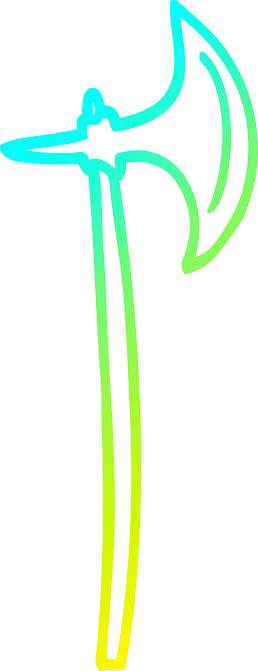 Dessin Au Trait Dégradé Froid Dune Hache De Dessin Animé Vecteurs