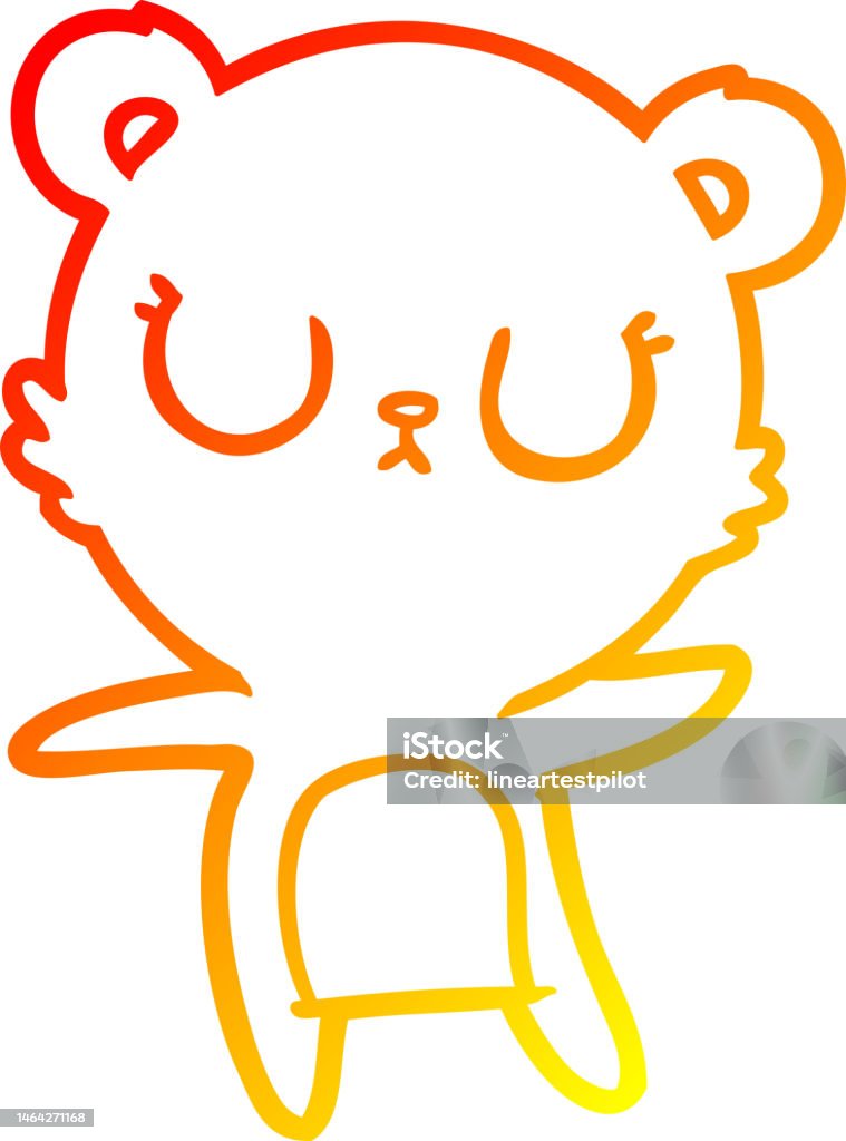 Dessin Au Trait Dégradé Chaud Dun Ours Polaire De Dessin Animé Paisible