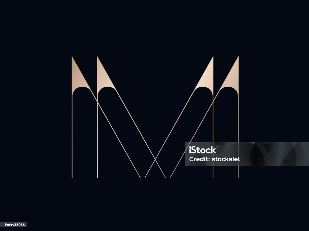 Logo Monogramme Mm Lignes Entrelacées Ornementale Lettre Majuscule M