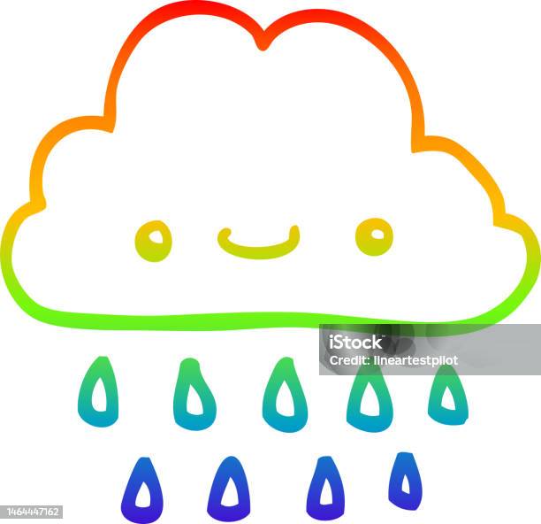 Dessin Au Trait Dégradé Arcenciel Dun Nuage Dorage De Dessin Animé