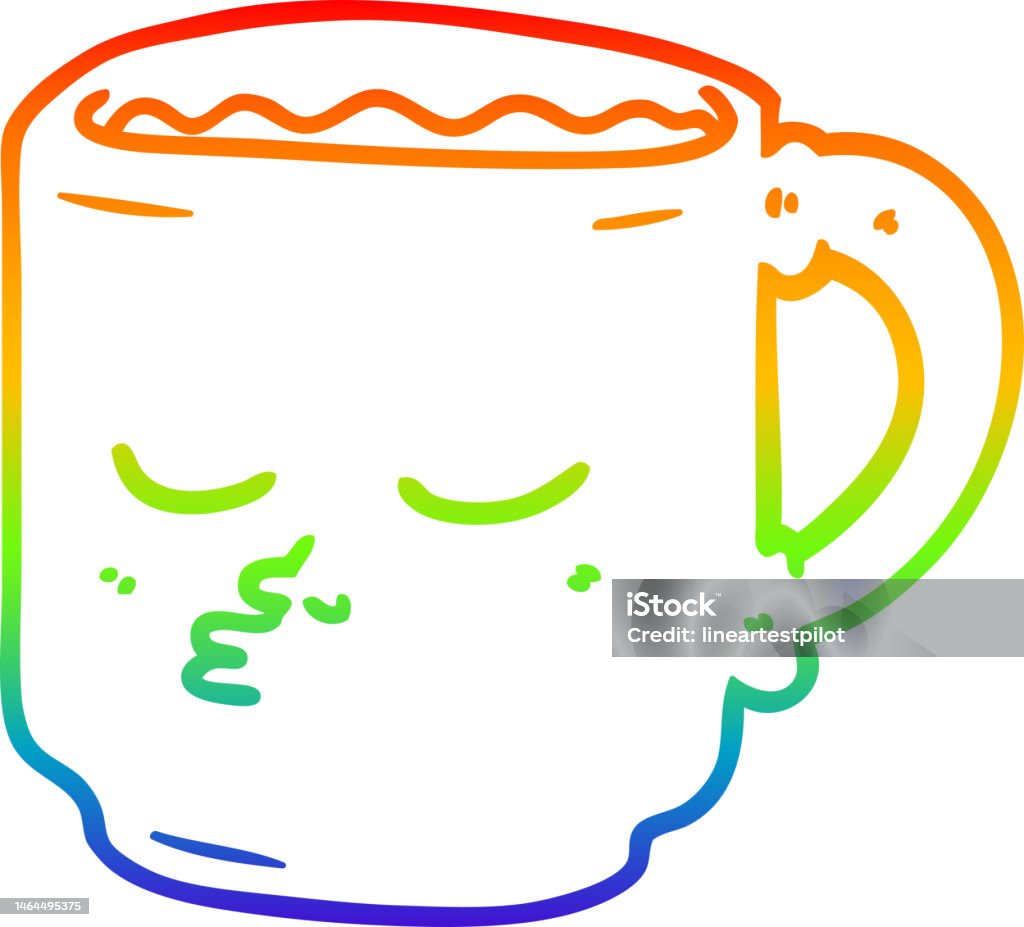 Dessin Au Trait Dégradé Arcenciel Dune Tasse À Café De Dessin Animé