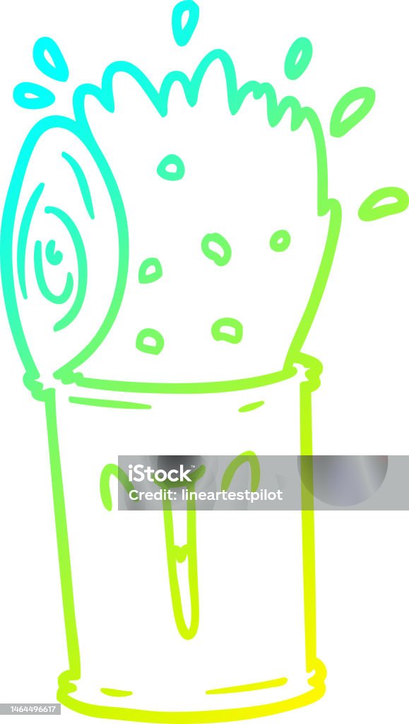 Dessin Au Trait Dégradé Froid Dune Boîte De Soupe De Dessin Animé Qui