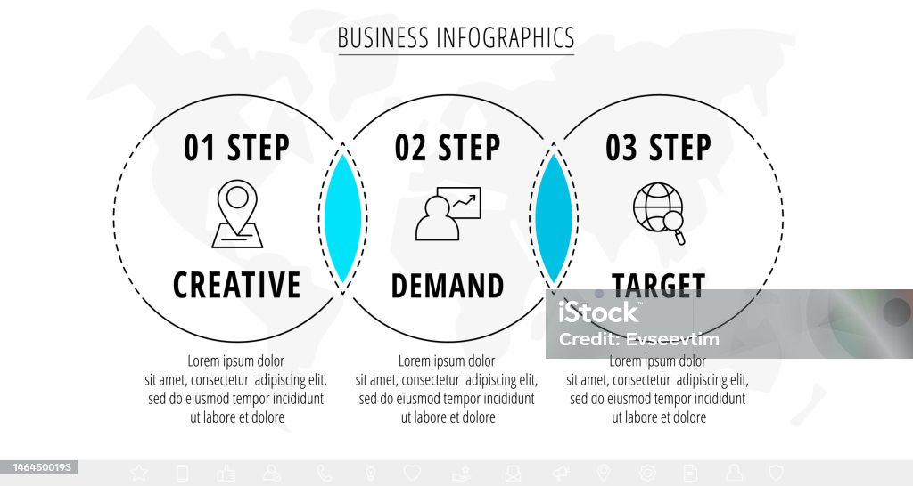 Businessvektorinfografiken Mit Drei Linienkreisen ... Businessvektorinfografiken Mit Drei Linienkreisen ...