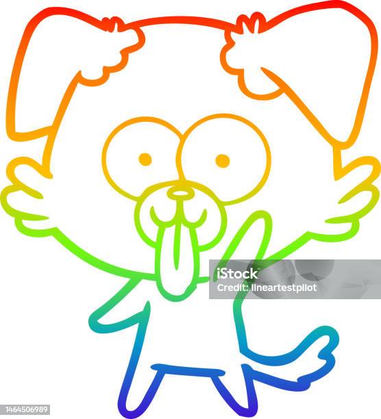 Dessin Au Trait Dégradé Arcenciel Dun Chien De Dessin Animé Avec La